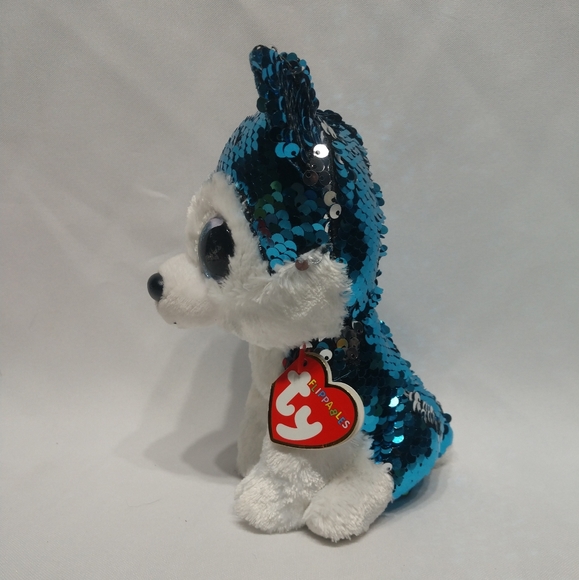 Ty | Toys | Ty Beanie Boo Slush The Husky Puppy Dog Silver Blue Flip ...